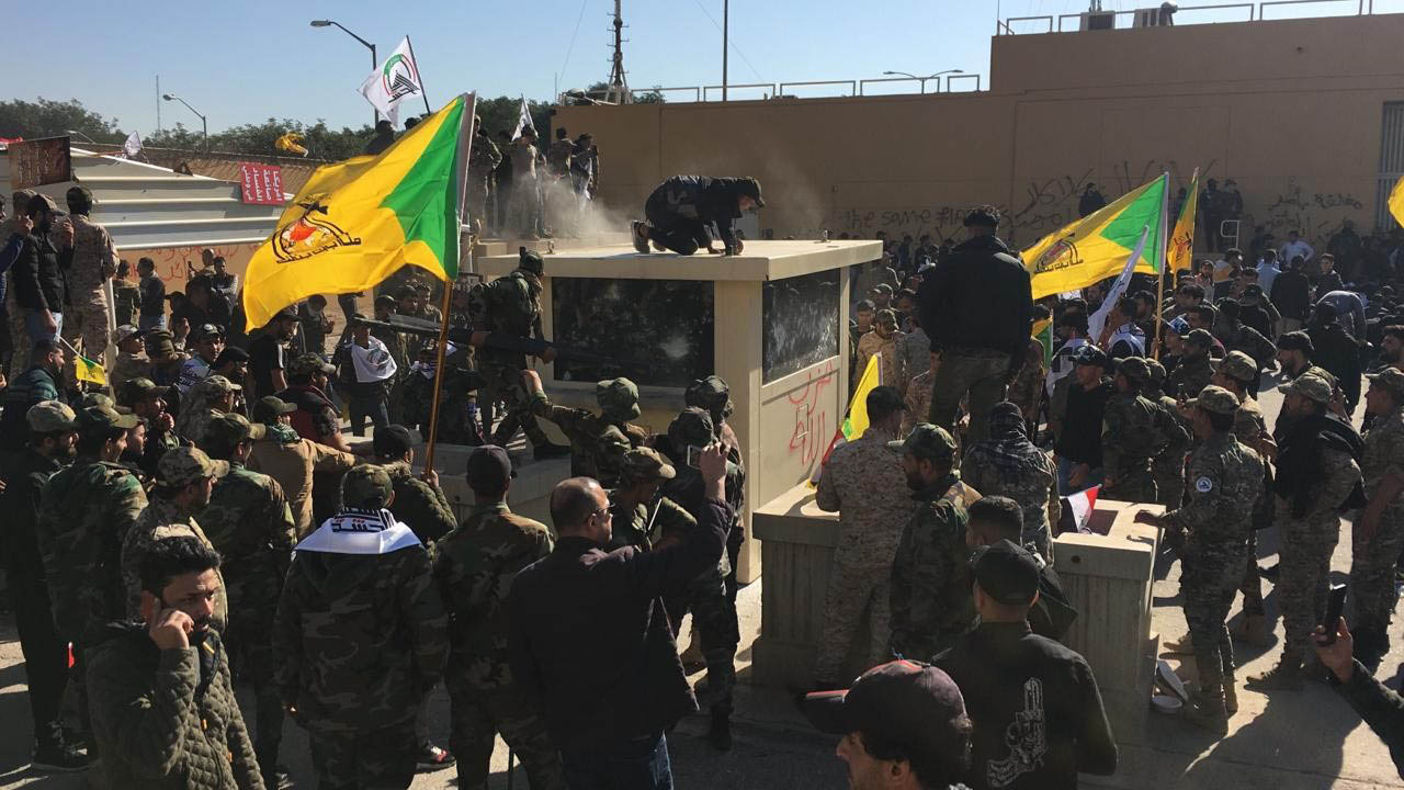 Angry Terrorist Sympathizers Cry in Front of U.S. Embassy in Baghdad