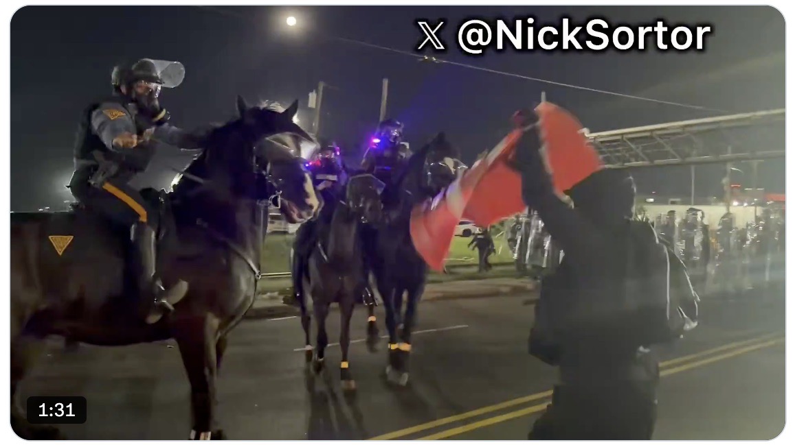Radical Left-Wing ICE Protesters Attacking Horses in New Jersey